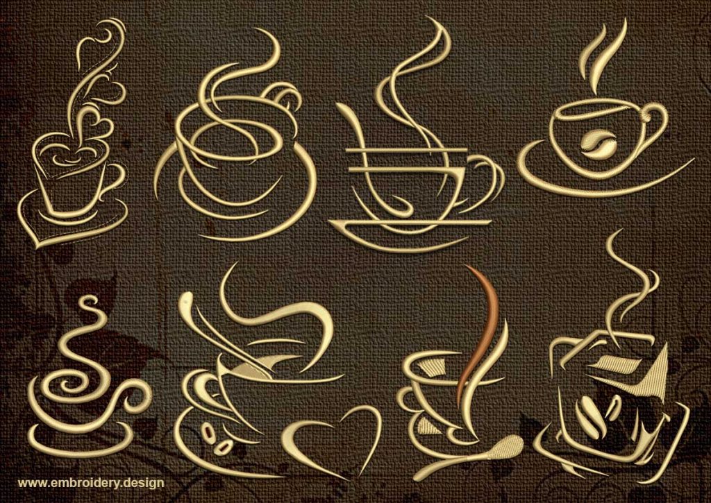 Cups_of_coffee_embroidery_designs - Embroidery Design