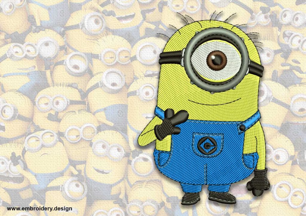 Shy minion Carl embroidery design