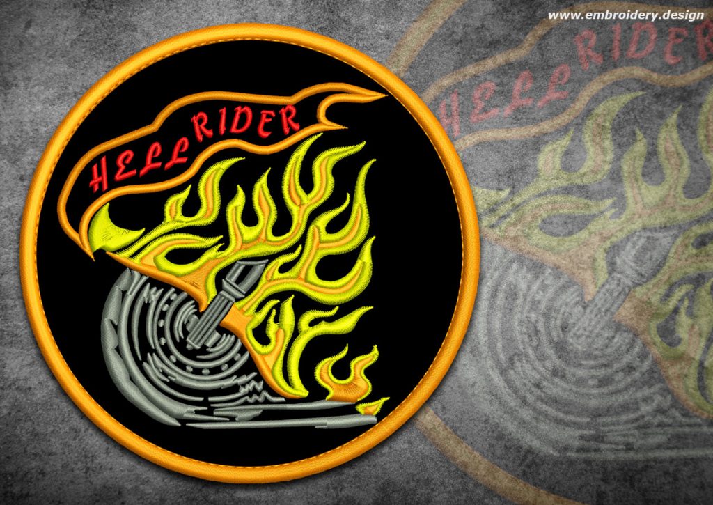 Biker patch Rider in flame