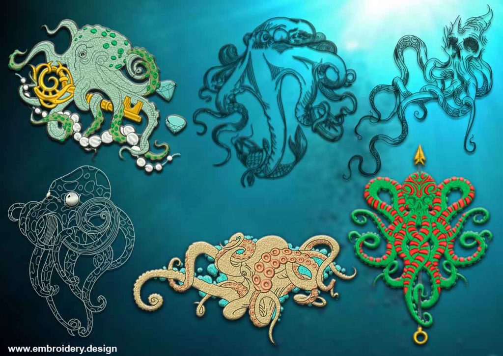 Creative octopus' pack embroidery designs pack (collection of 6) - www ...