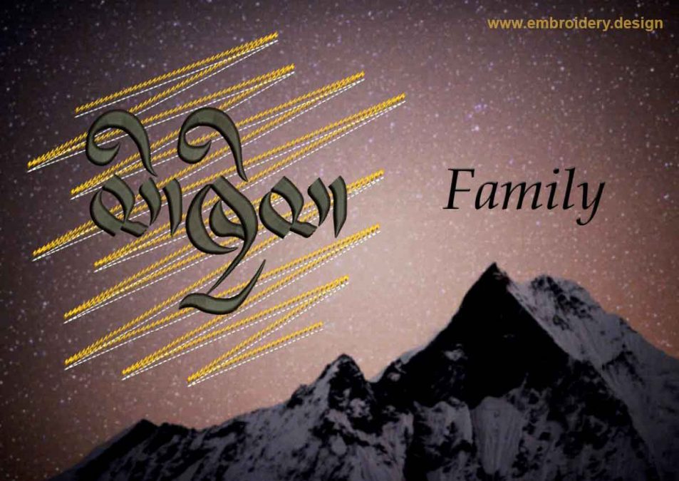 Family on gold background