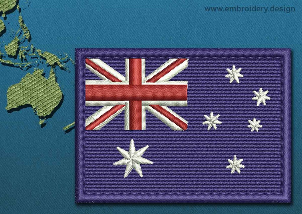 Australia Rectangle Flag Embroidery design with a Colour Coded Border