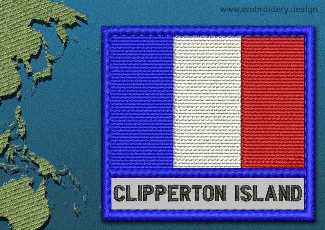 Clipperton Island Customizable Text Flag Embroidery design with a ...