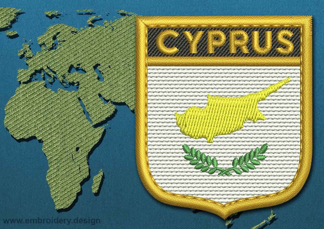 Cyprus Shield Flag Embroidery design with a Gold Border