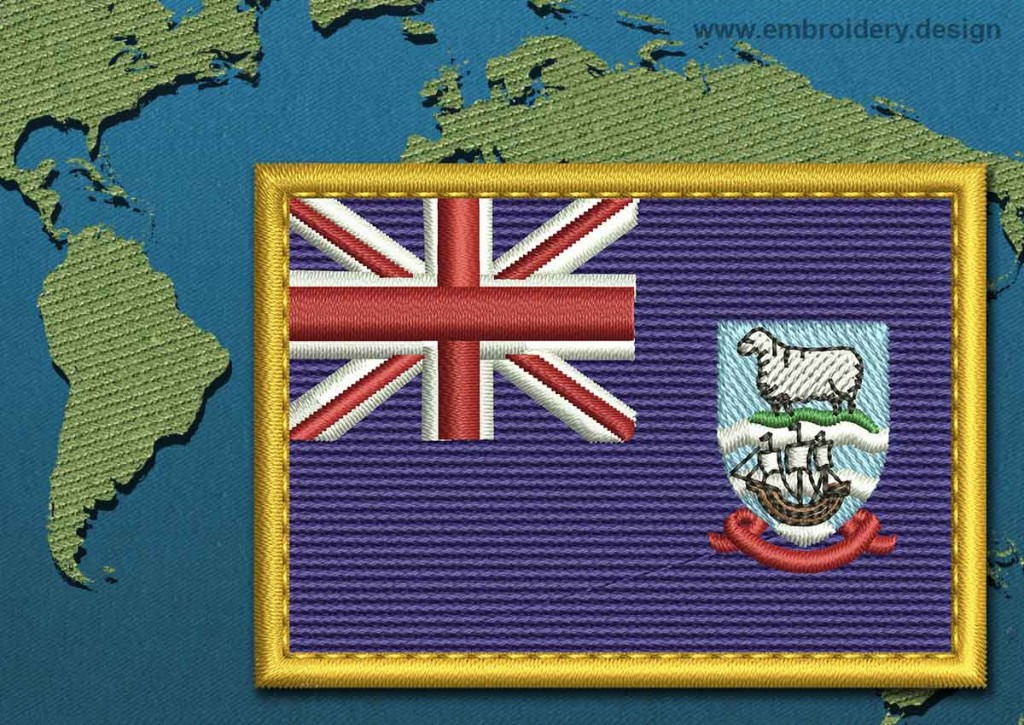 Falkland Islands (Islas Malvinas) Rectangle Flag Embroidery design with ...