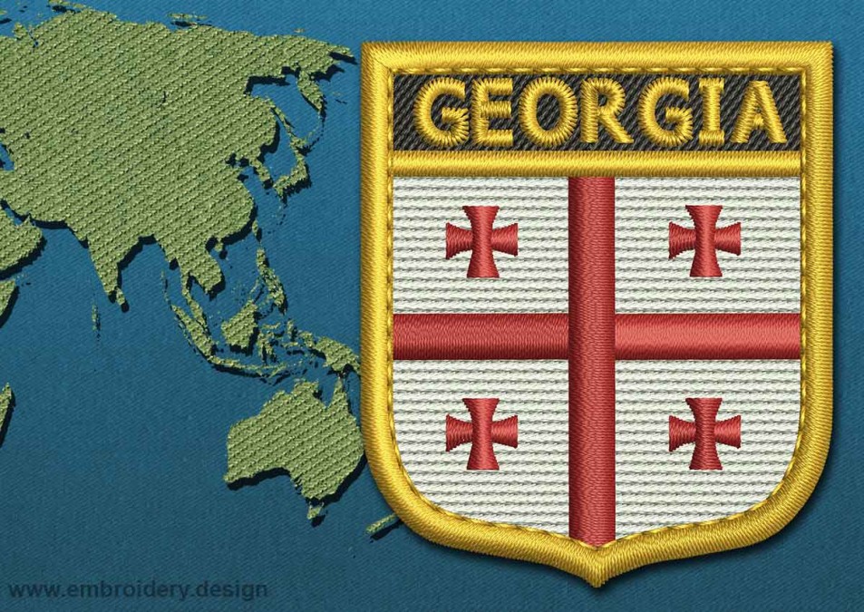 Georgia Shield Flag Embroidery design with a Gold Border