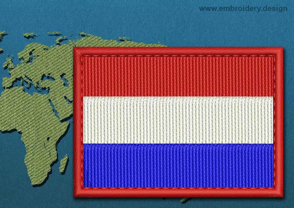Netherlands Rectangle Flag Embroidery design with a Colour Coded Border