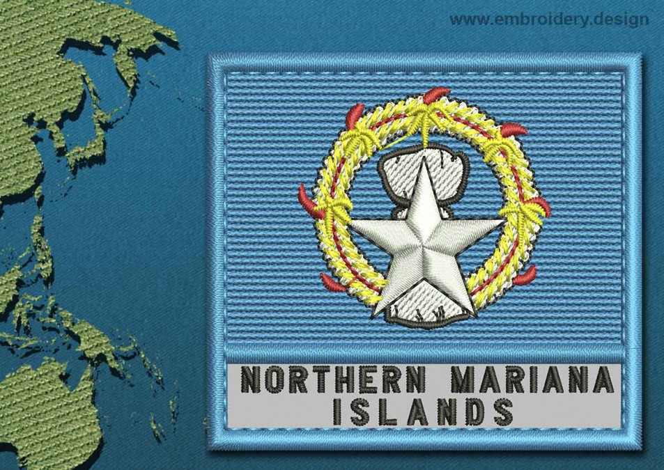 Northern Mariana Islands Text Flag Embroidery design with a Colour ...