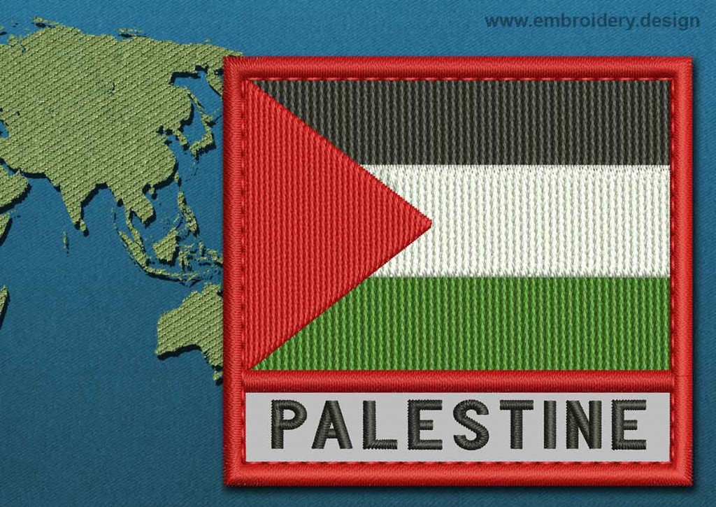 Palestine Text Flag Embroidery design with a Colour Coded Border