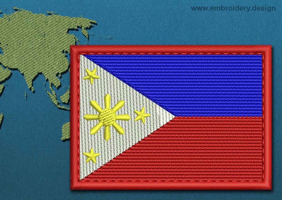 Philippines Rectangle Flag Embroidery design with a Colour Coded Border
