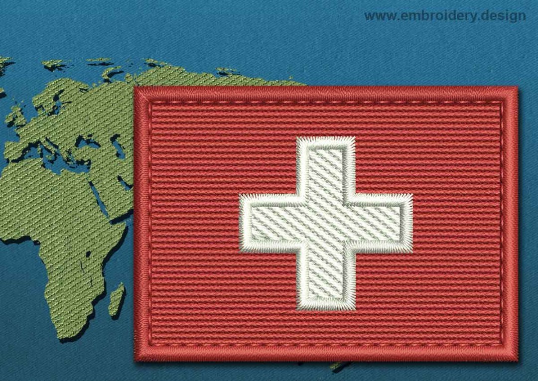Switzerland Rectangle Flag Embroidery design with a Colour Coded Border