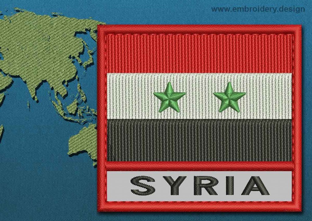 Syria Text Flag Embroidery design with a Colour Coded Border