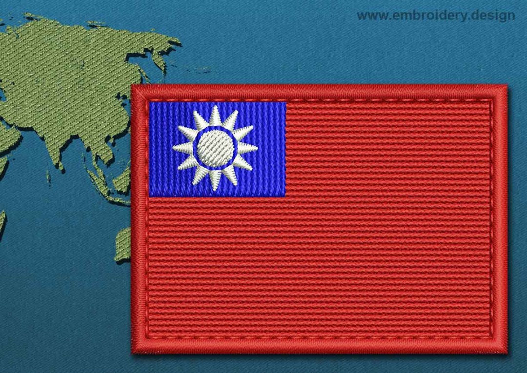 Taiwan Rectangle Flag Embroidery design with a Colour Coded Border