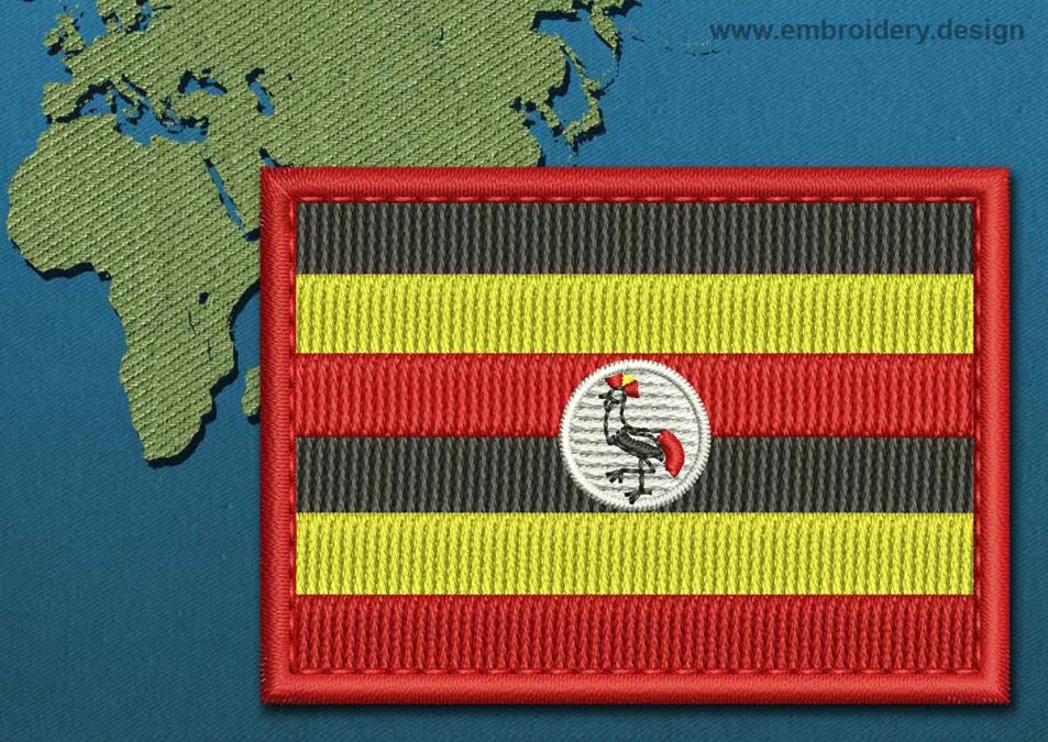 Uganda Rectangle Flag Embroidery design with a Colour Coded Border