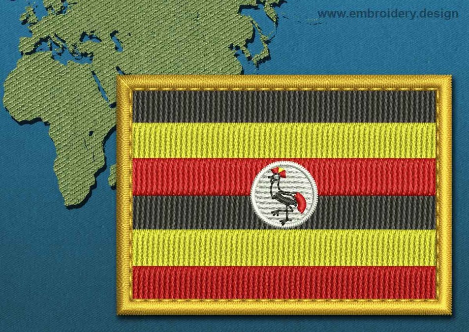 Uganda Flags with a Gold border Shop - Embroidery Design