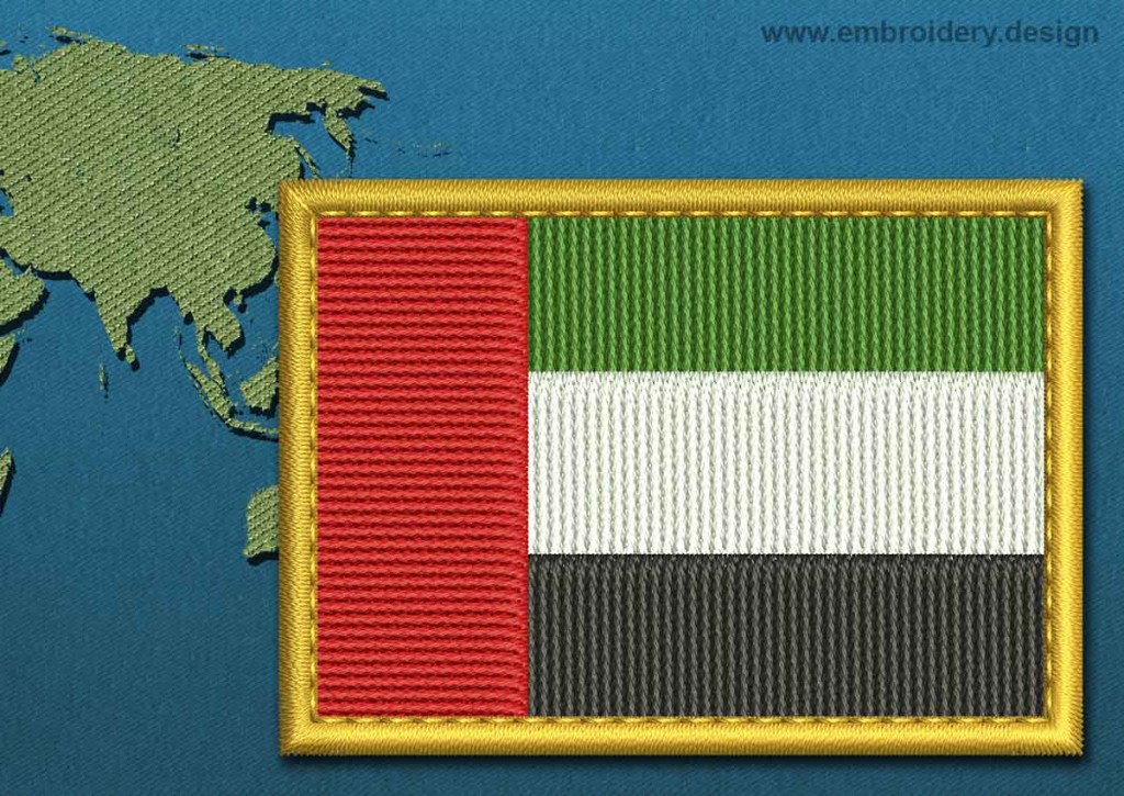 United Arab Emirates Rectangle Flag Embroidery design with a Gold Border