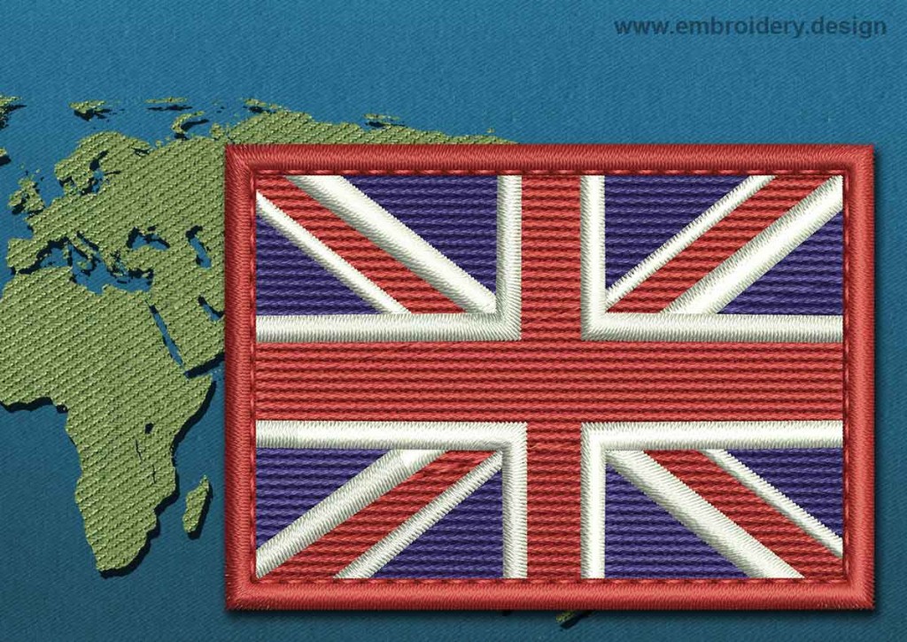 United Kingdom Rectangle Flag Embroidery design with a Colour Coded Border