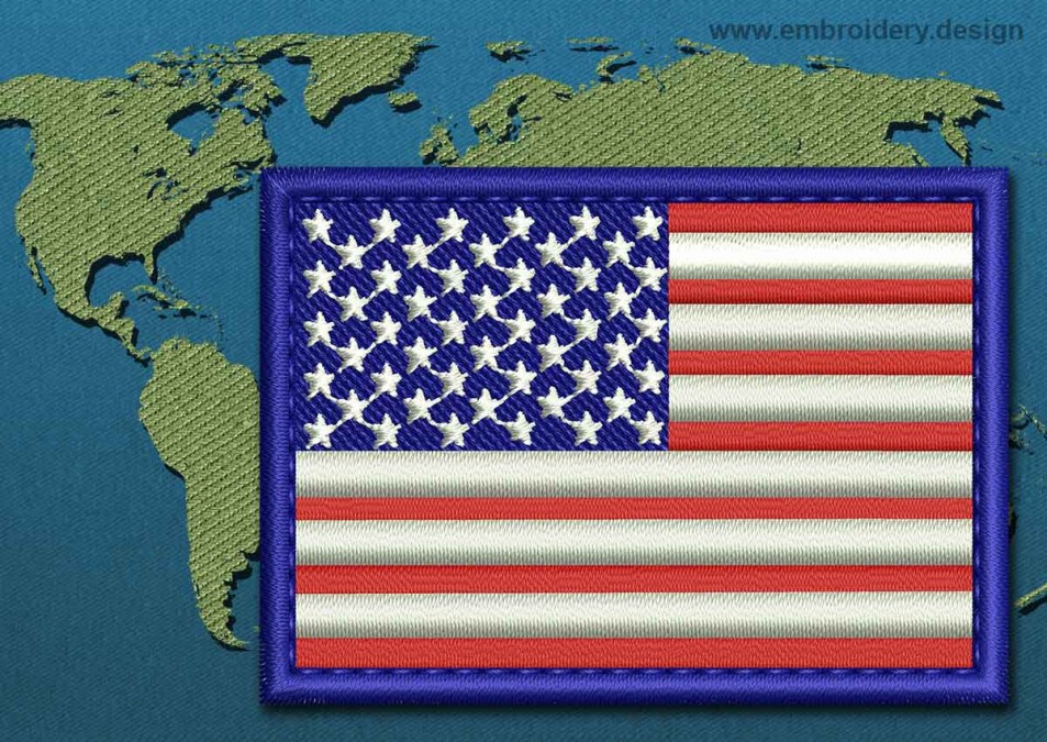 United States of America Rectangle Flag Embroidery design with a Colour ...