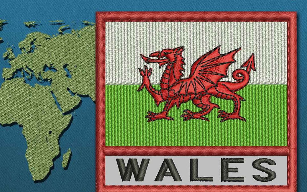 Design embroidery Flag of Wales with Text Caption and Colour Trim by ...