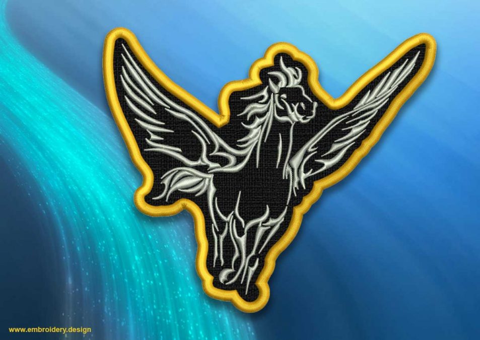 Honorable flying pegasus patch embroidery design