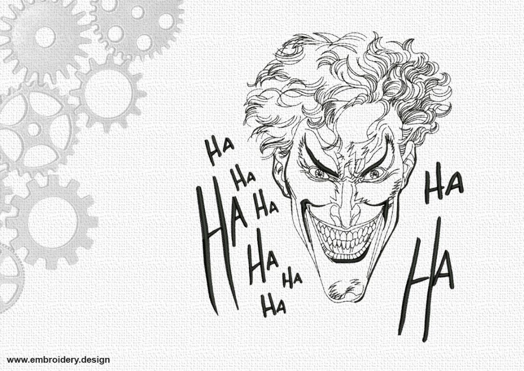 Laughing joker Ha-Ha embroidery design