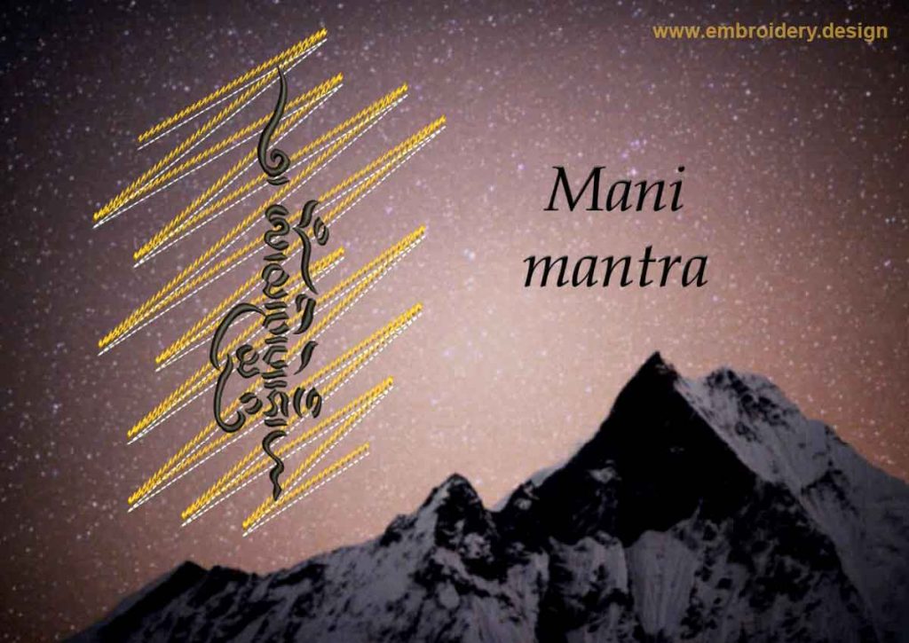 Mani mantra on gold background