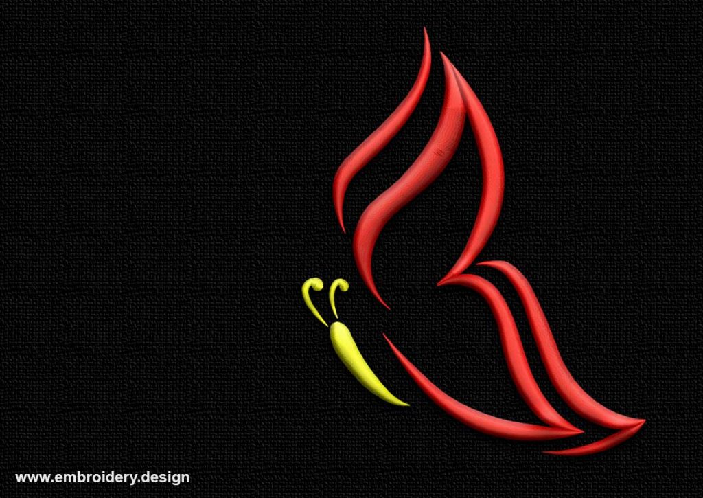 Outline red butterfly embroidery design