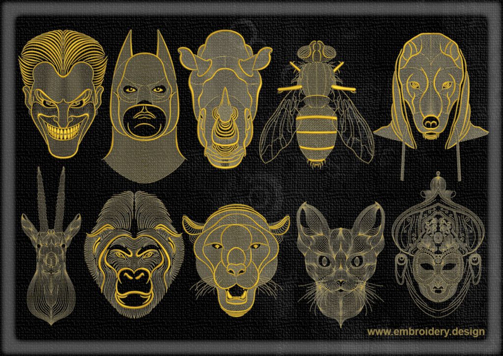 Outline characters embroidery designs pack (collection of 10) - www ...