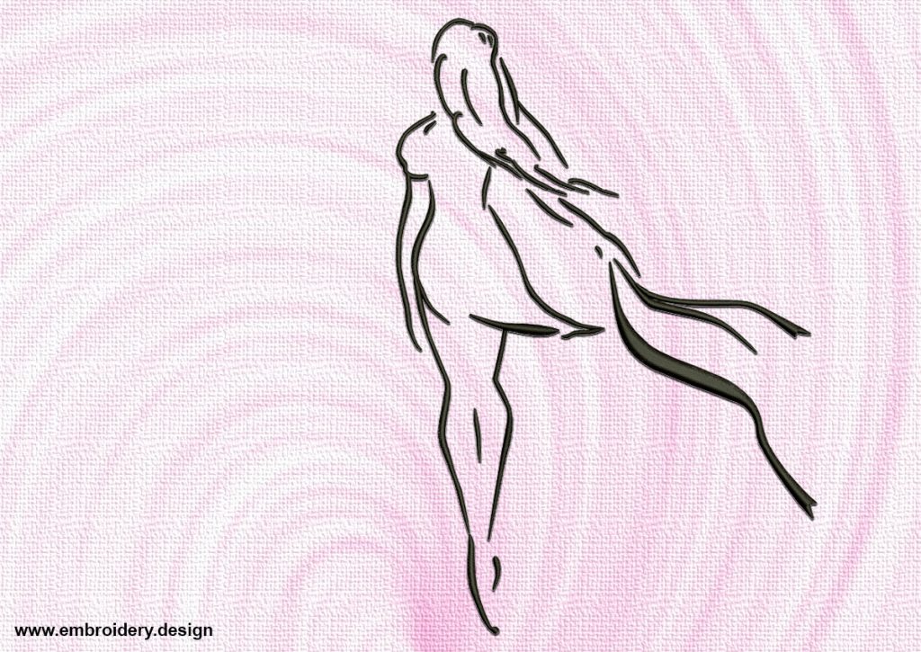 Outline silhouette of girl