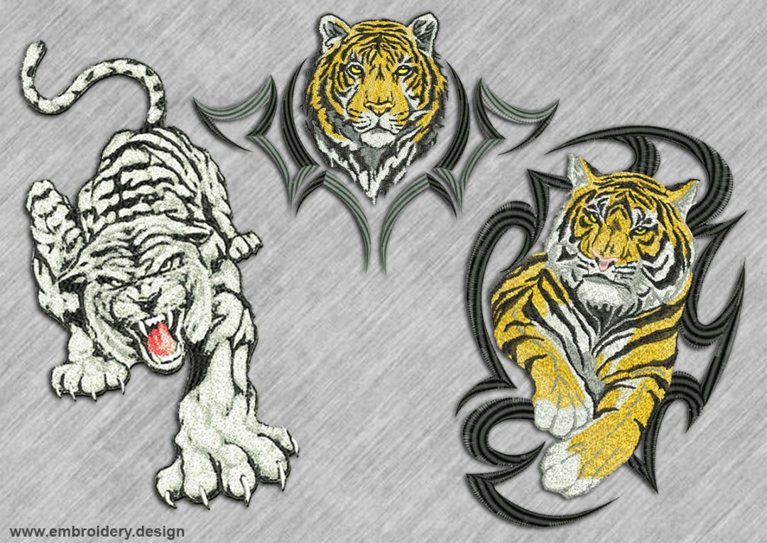 Pack of tigers embroidery designs pack (collection of 3) - www ...