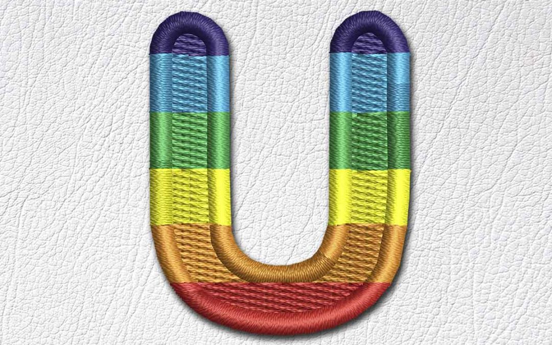 Design embroidery Patch Rainbow Font English Letter U by www.embroidery ...