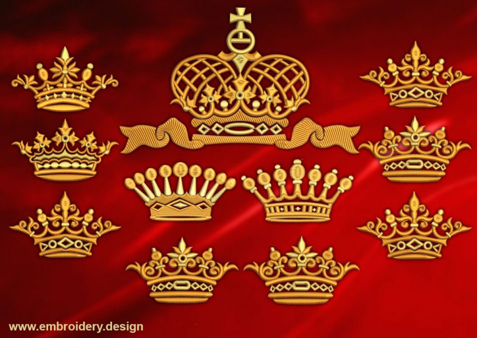 Varied crowns' pack embroidery designs pack (collection of 11) - www ...