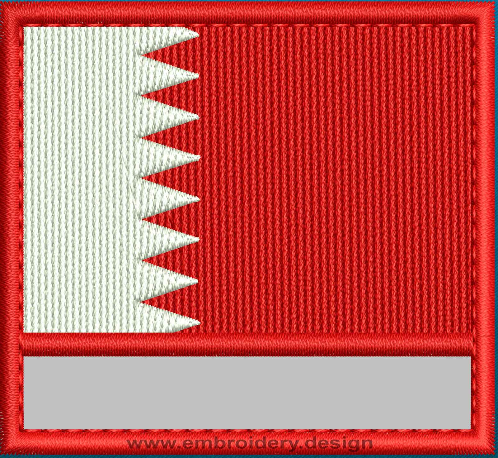 Design embroidery Flag of Bahrain with Blank Box and Colour Trim by ...