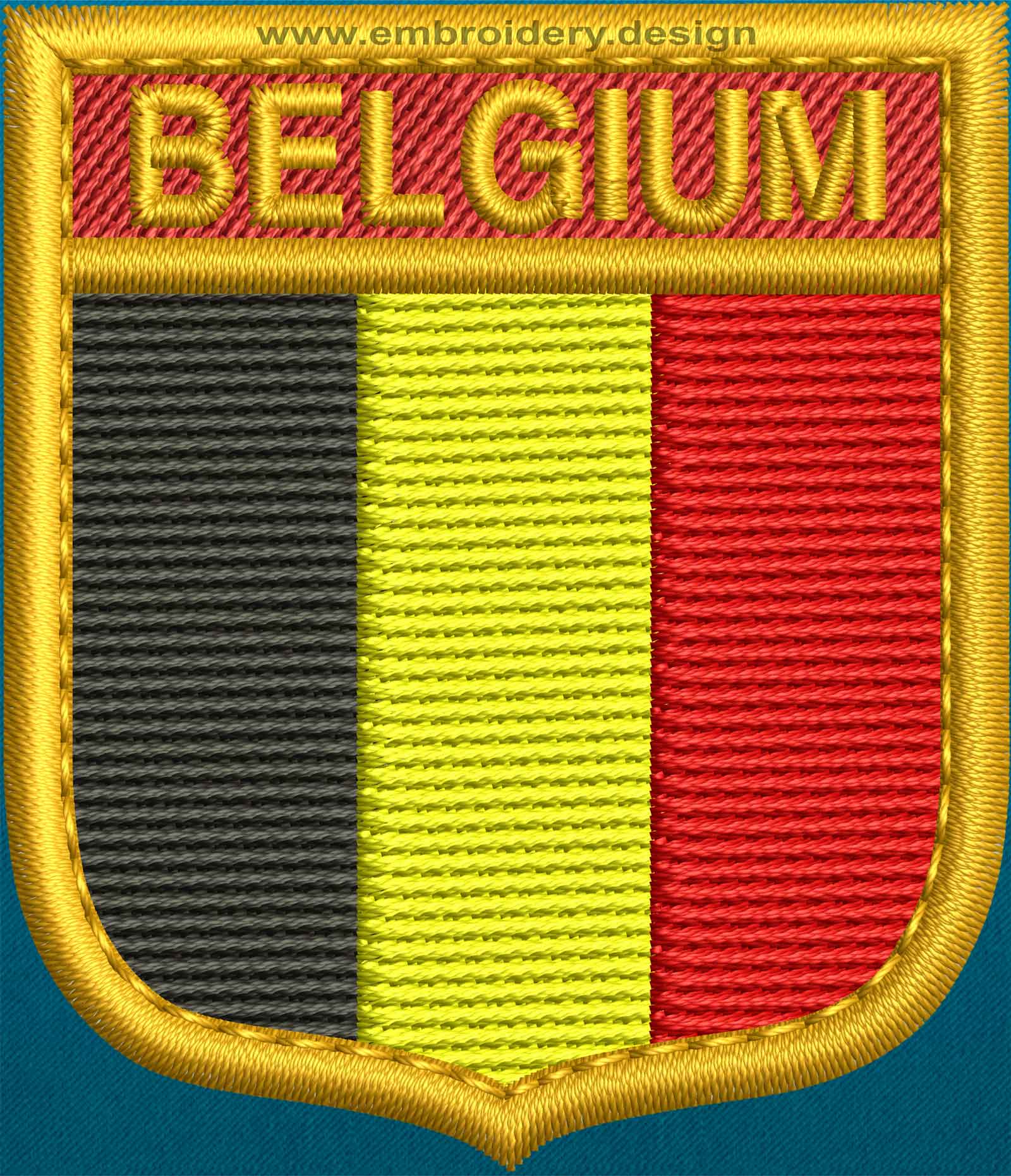 Design embroidery Flag of Belgium Shield with Gold Trim by embroidery ...
