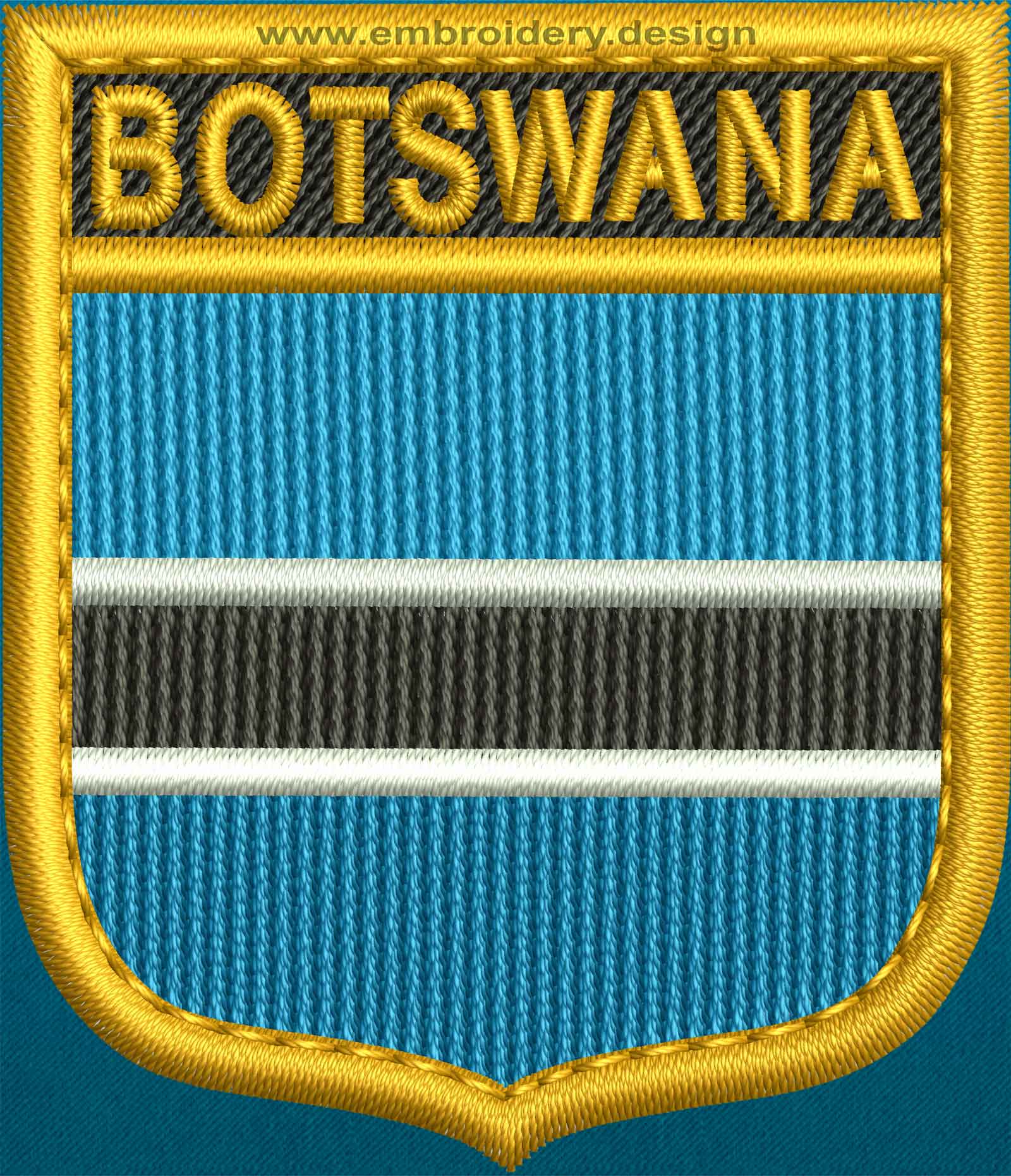 Design embroidery Flag of Botswana Shield with Gold Trim by embroidery ...