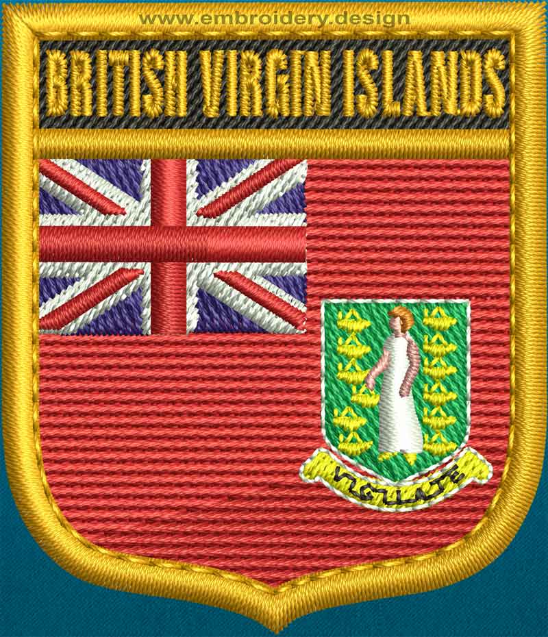 Design embroidery Flag of British Virgin Islands Shield with Gold Trim ...