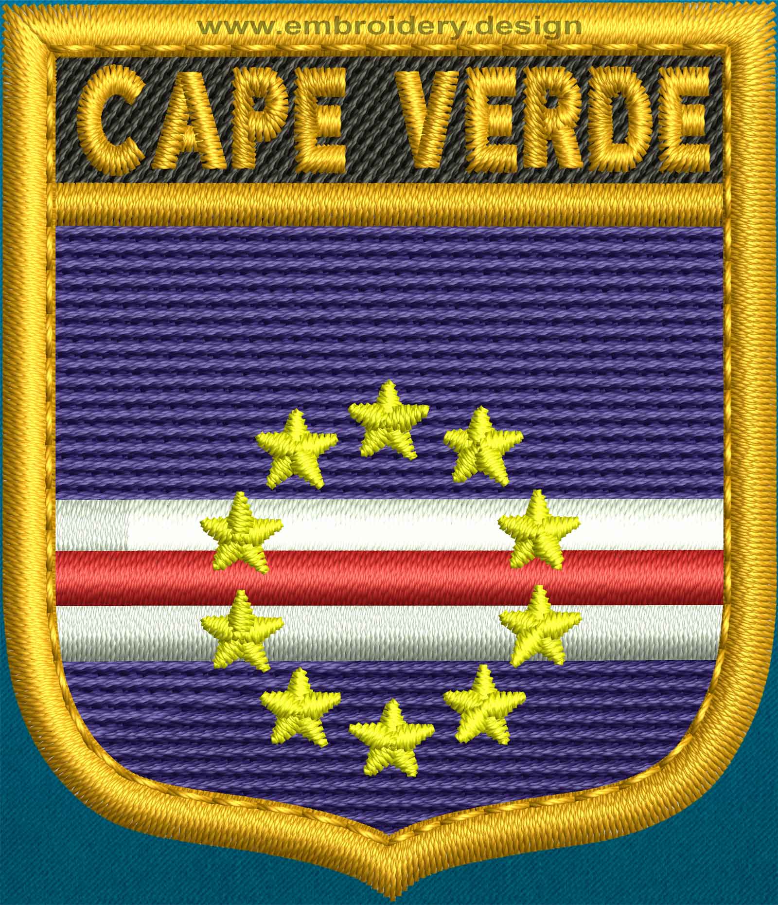 Design embroidery Flag of Cape Verde Shield with Gold Trim by ...