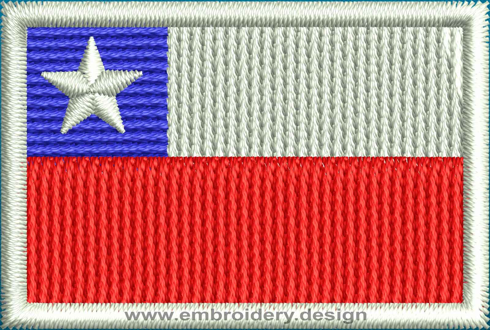 Design embroidery Flag of Chile Mini with Colour Trim by embroidery design