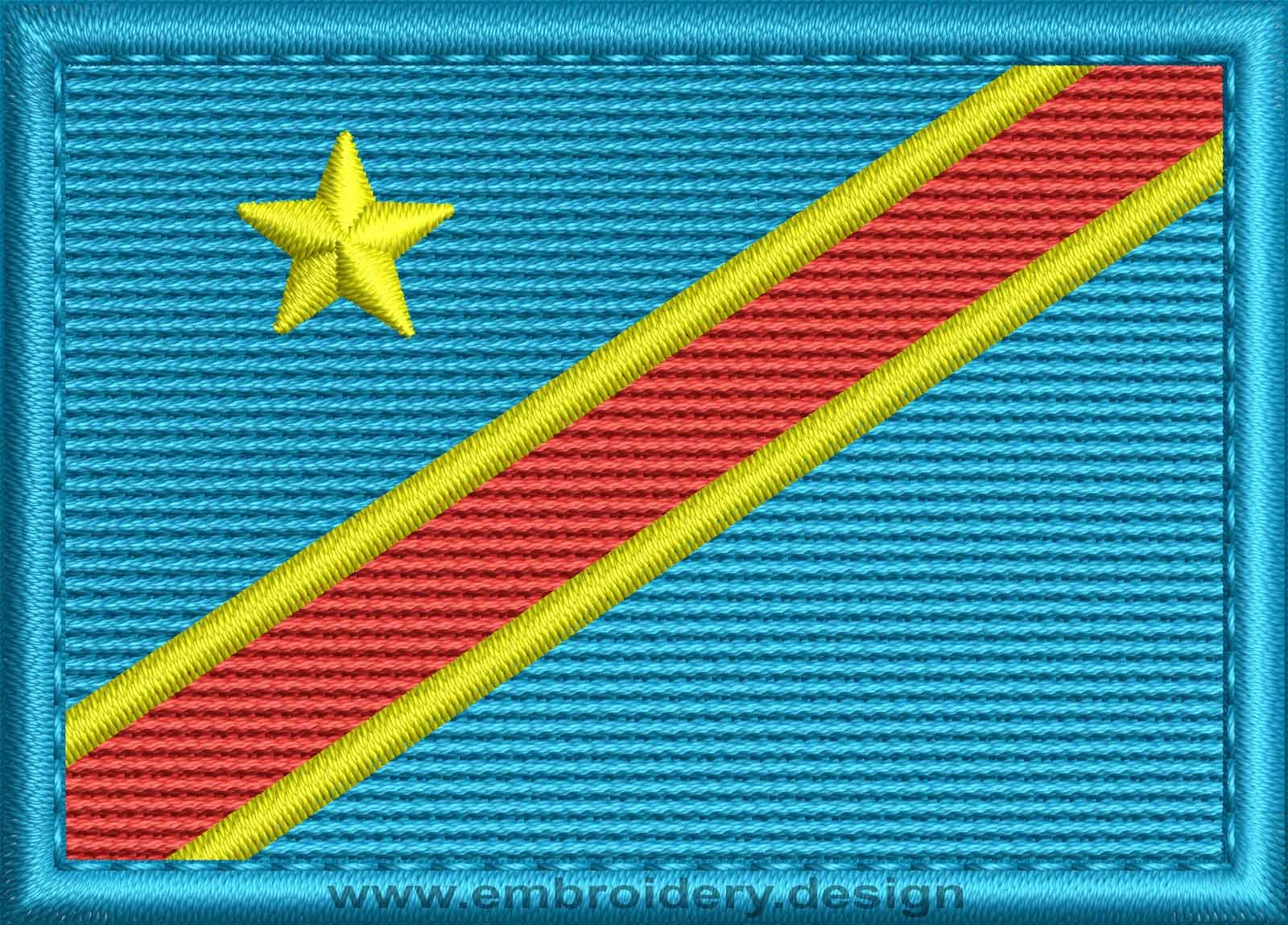 Design embroidery Flag of Congo Democratic Republic Rectangle with ...