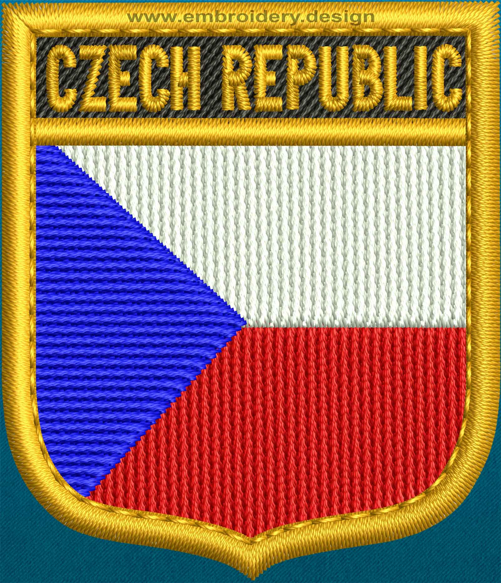 Design embroidery Flag of Czech Republic Shield with Gold Trim by ...