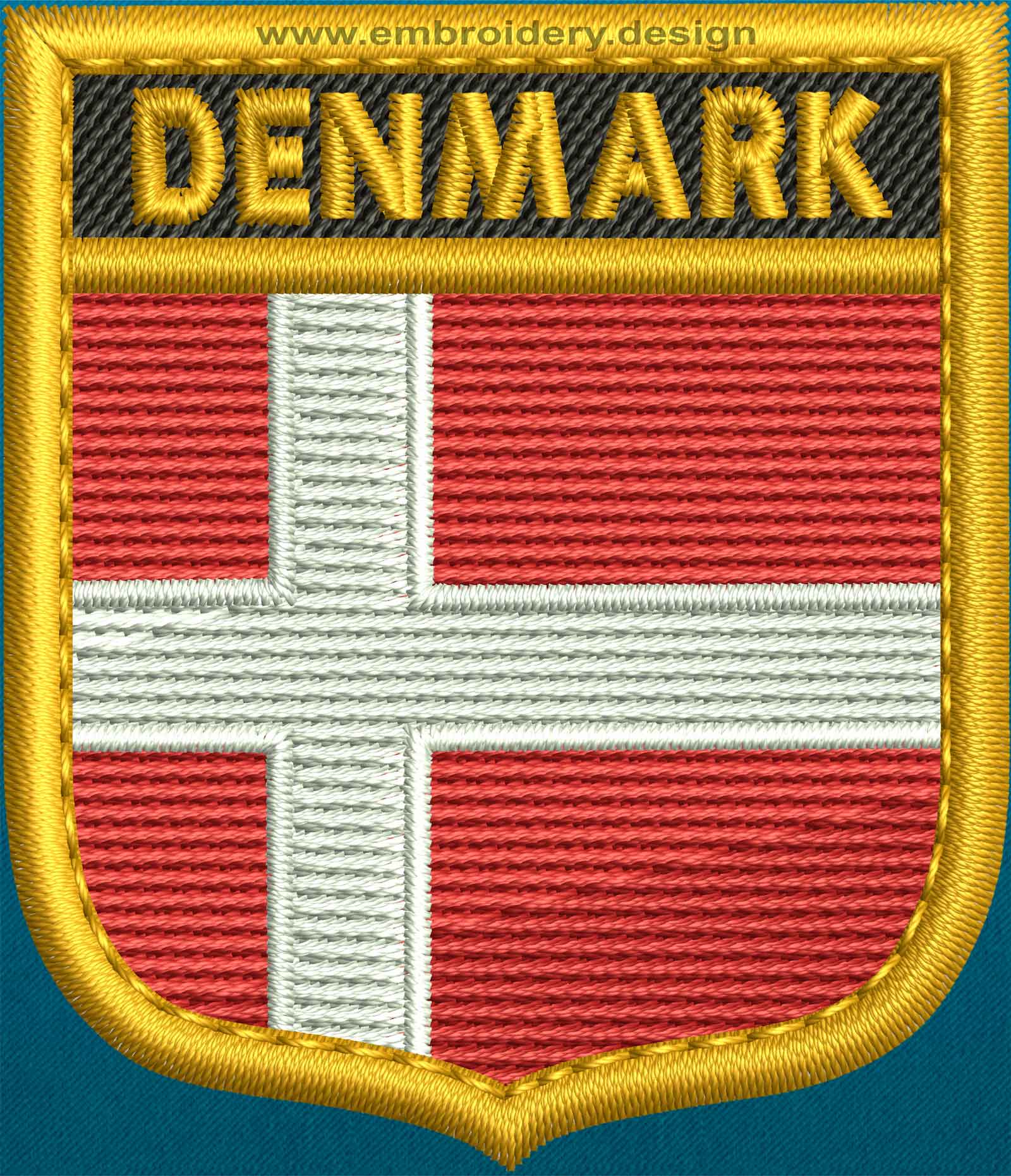 Design embroidery Flag of Denmark Shield with Gold Trim by embroidery ...