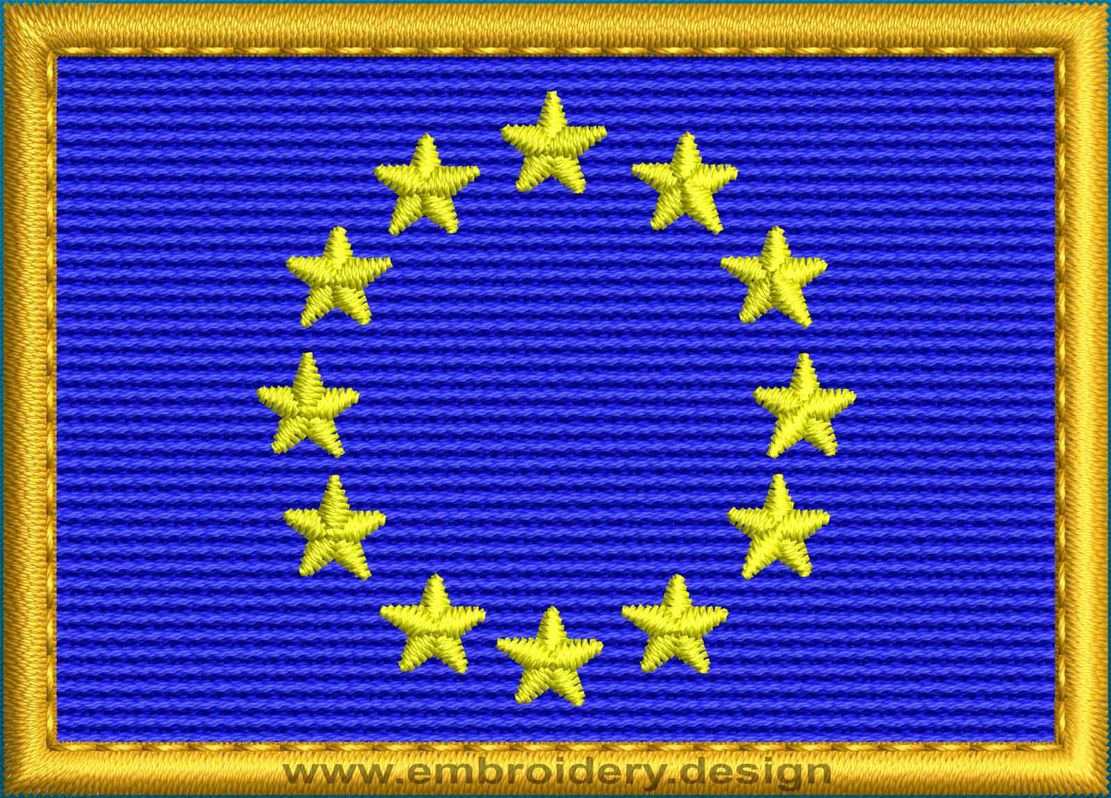Design embroidery Flag of European Union Rectangle with Gold Trim by ...