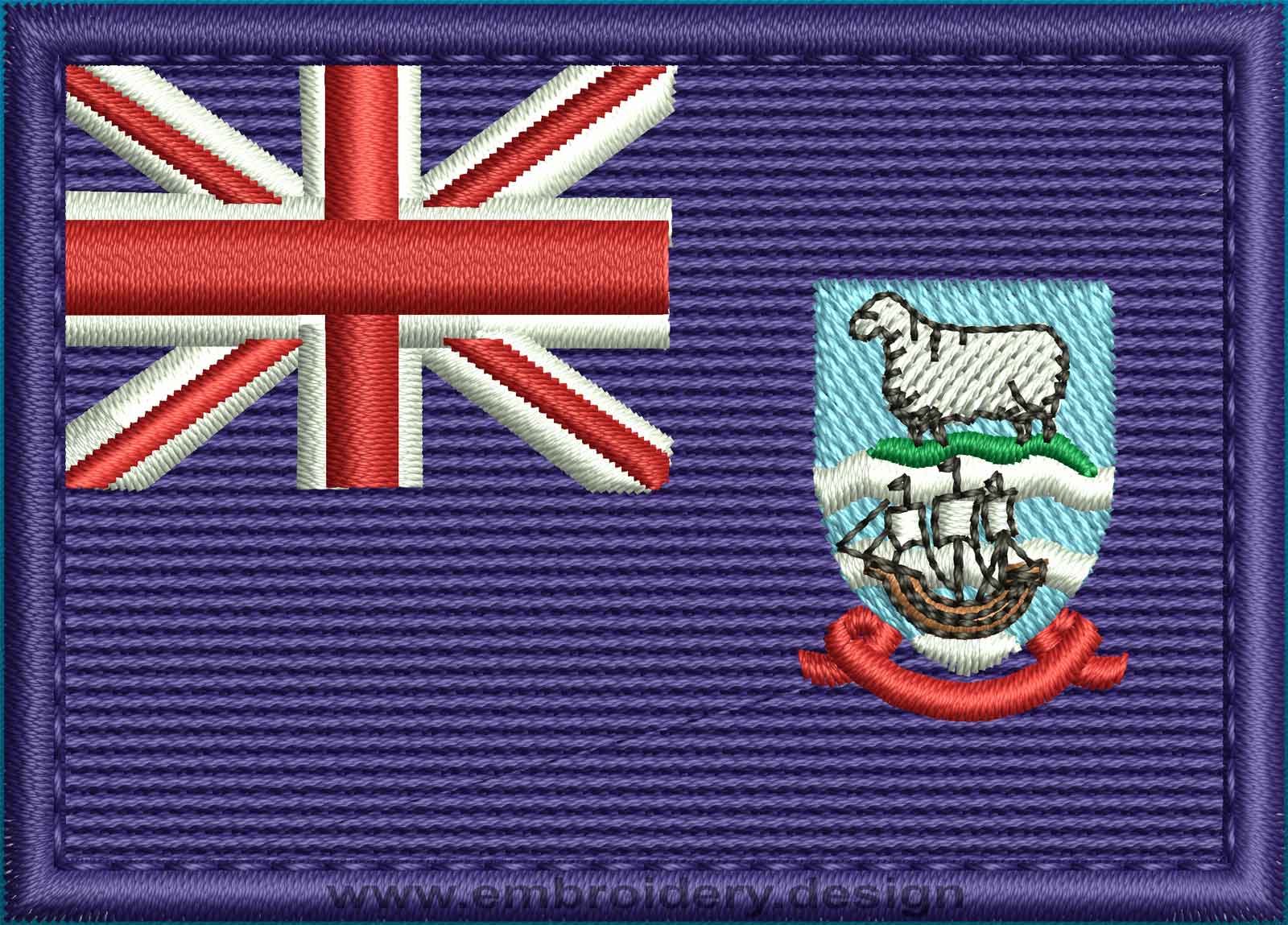 Design embroidery Flag of Falkland Islands (Islas Malvinas) Rectangle ...