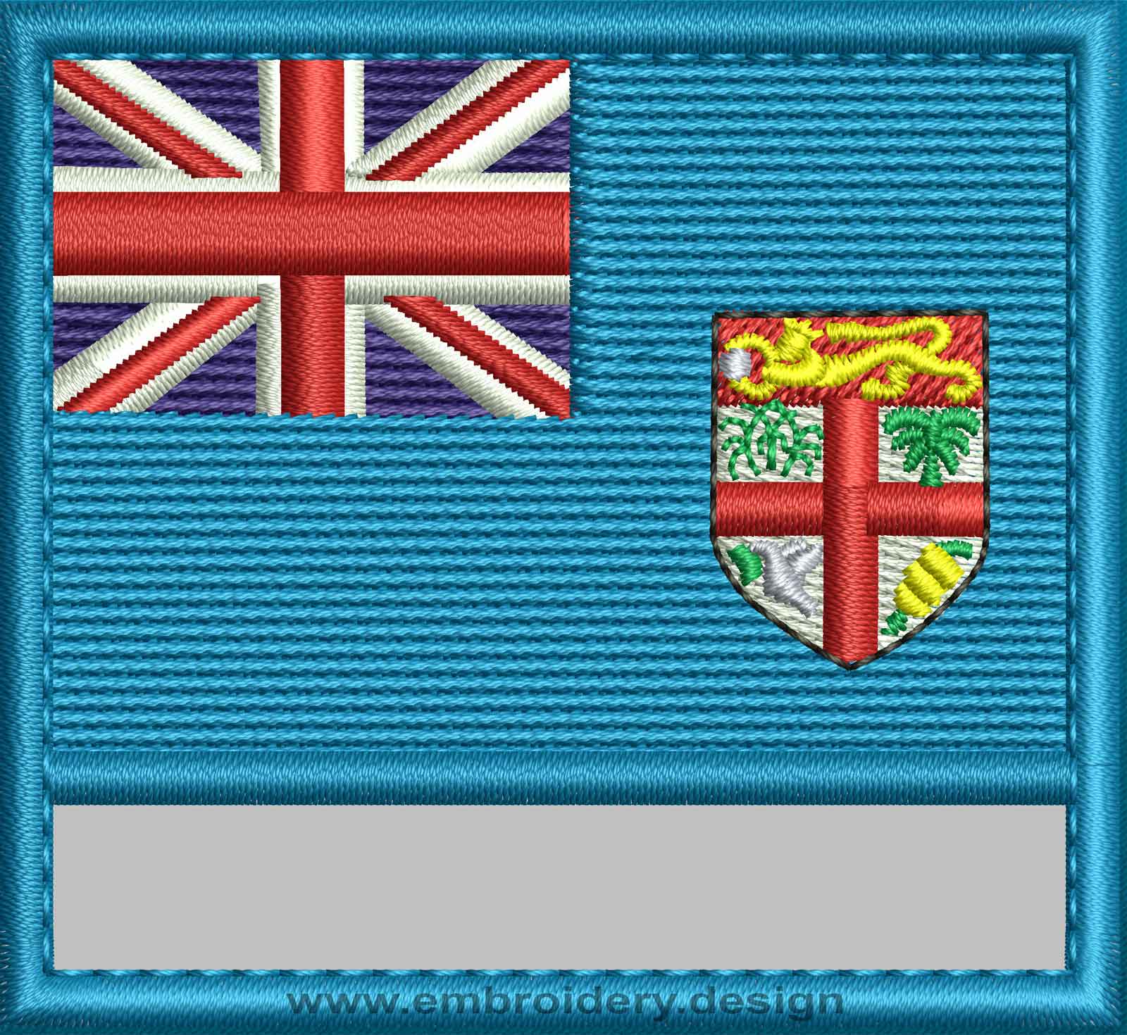 Design embroidery Flag of Fiji with Blank Box and Colour Trim by ...