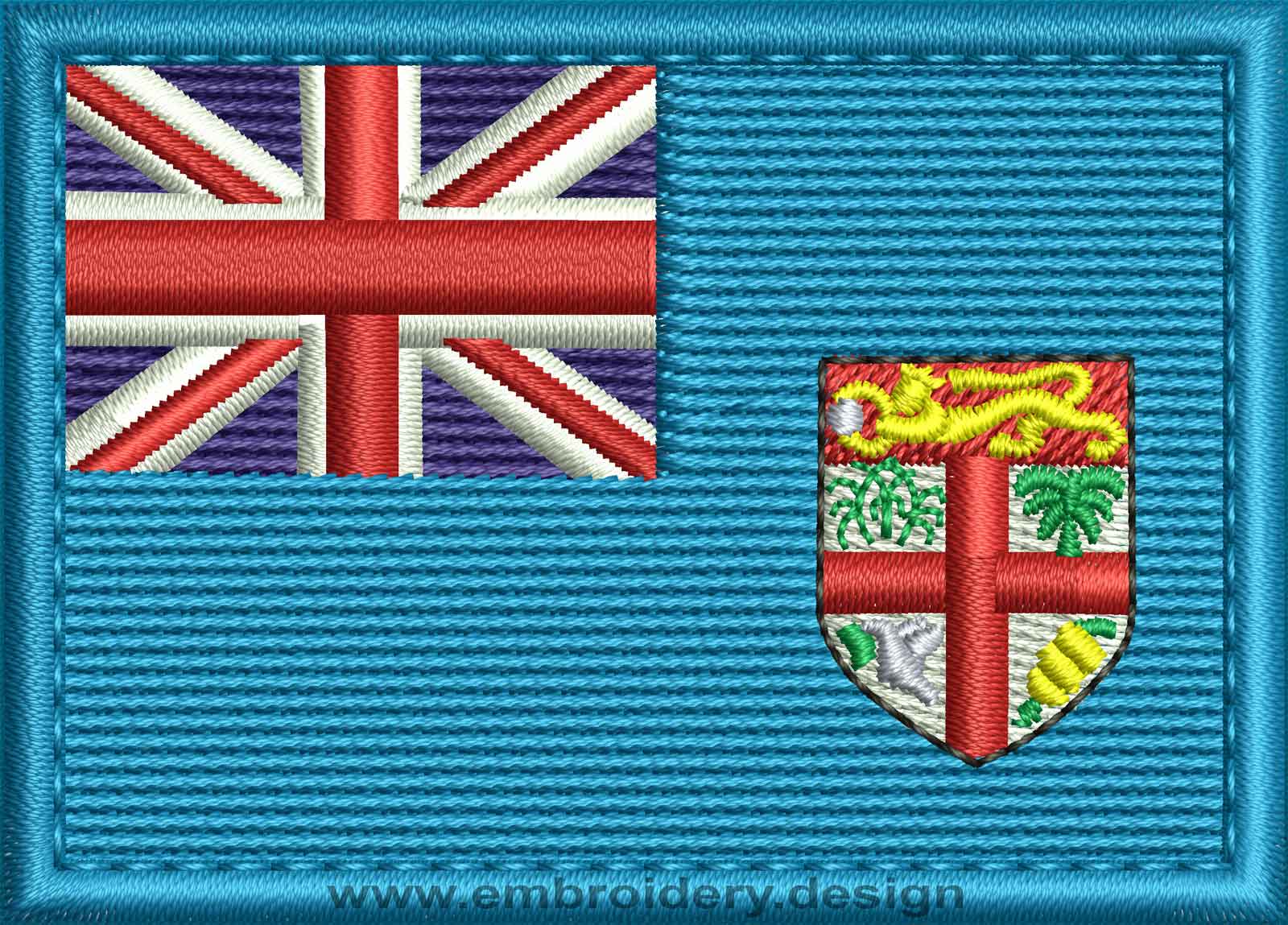 Design embroidery Flag of Fiji Rectangle with Colour Trim by embroidery ...