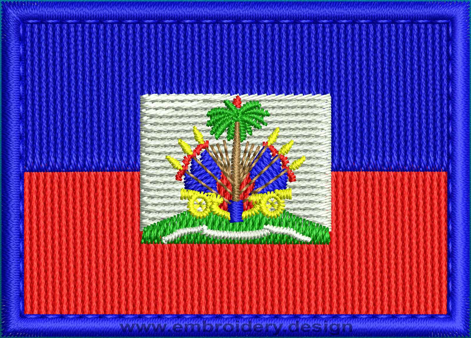 Design embroidery Flag of Haiti Rectangle with Colour Trim by ...