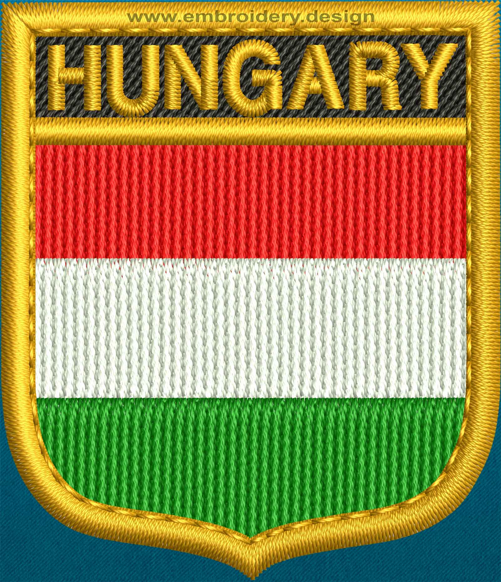 Design embroidery Flag of Hungary Shield with Gold Trim by embroidery ...