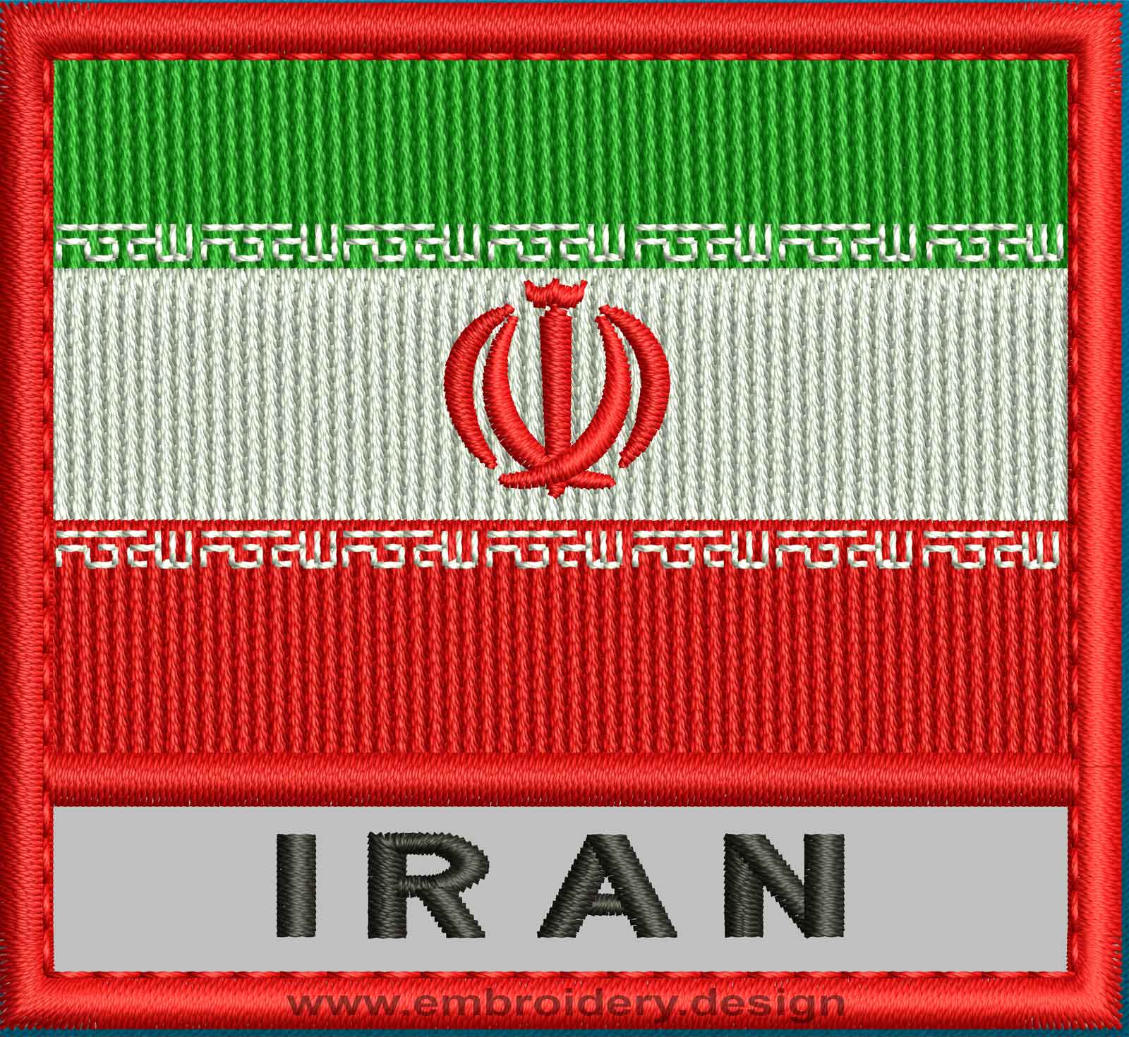 Design embroidery Flag of Iran with Text Caption and Colour Trim by ...