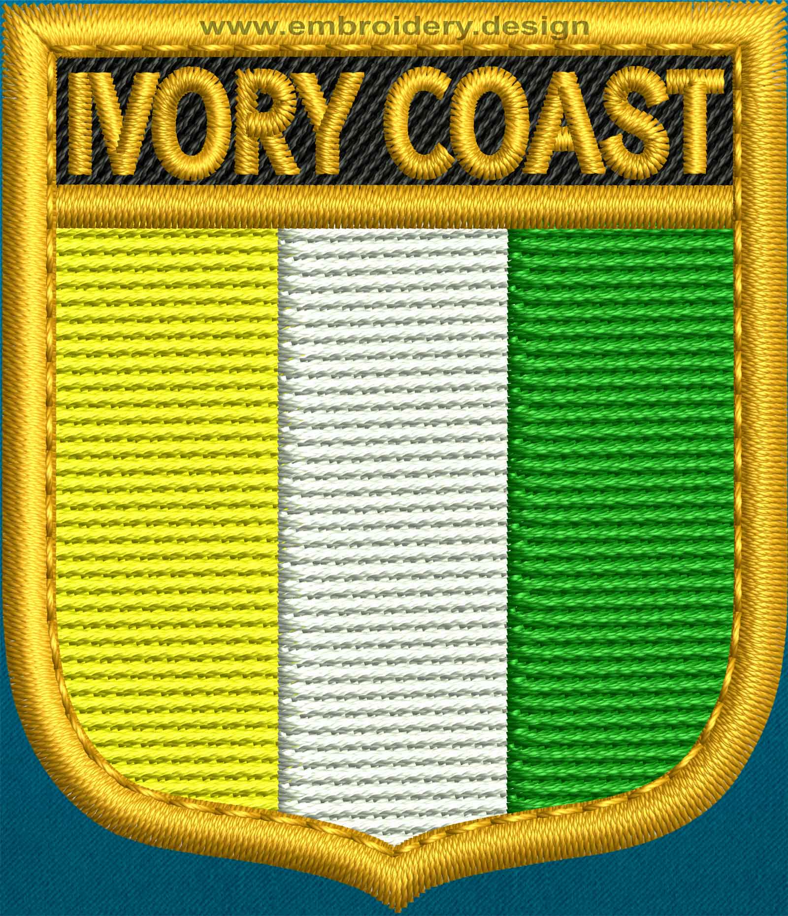 Design embroidery Flag of Ivory Coast Shield with Gold Trim by ...