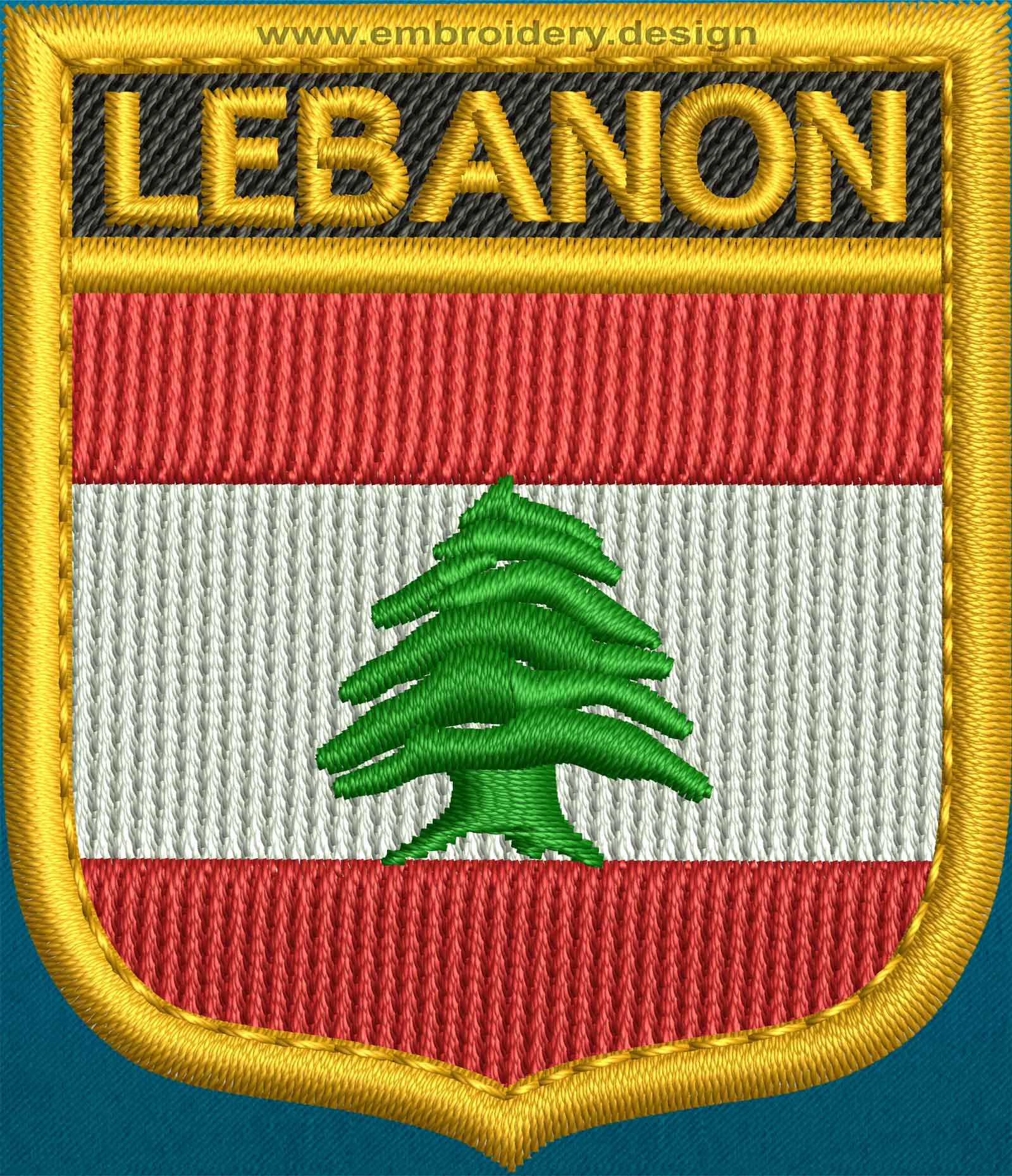 Design embroidery Flag of Lebanon Shield with Gold Trim by embroidery ...